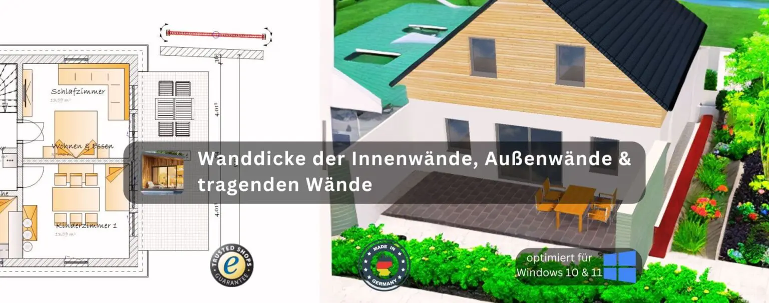 Wanddicke der Innenwände, Außenwände & tragenden Wände