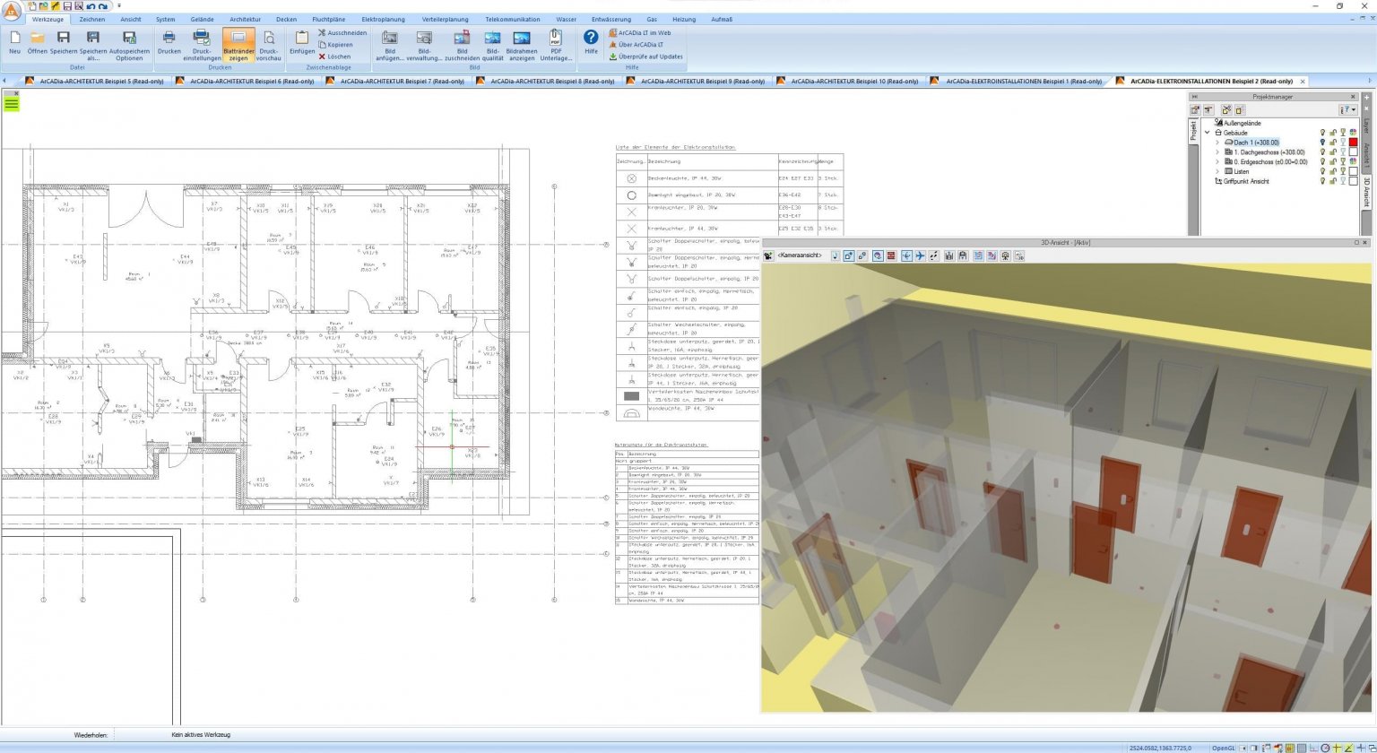 3D CAD Elektroplanung mit der Plan7Architekt Software / Programm