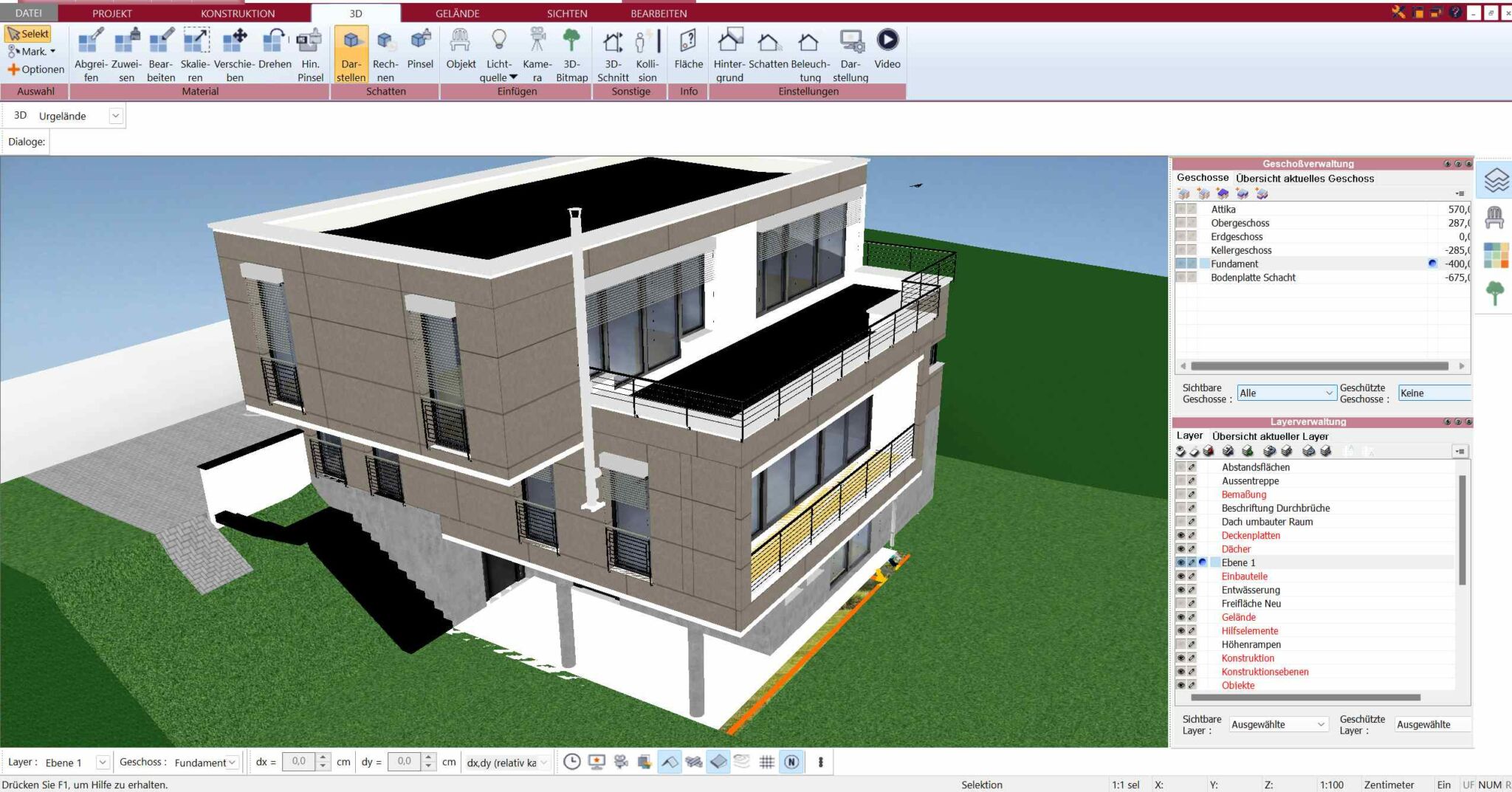 Haus am Hang planen - mit Plan7Architekt Software