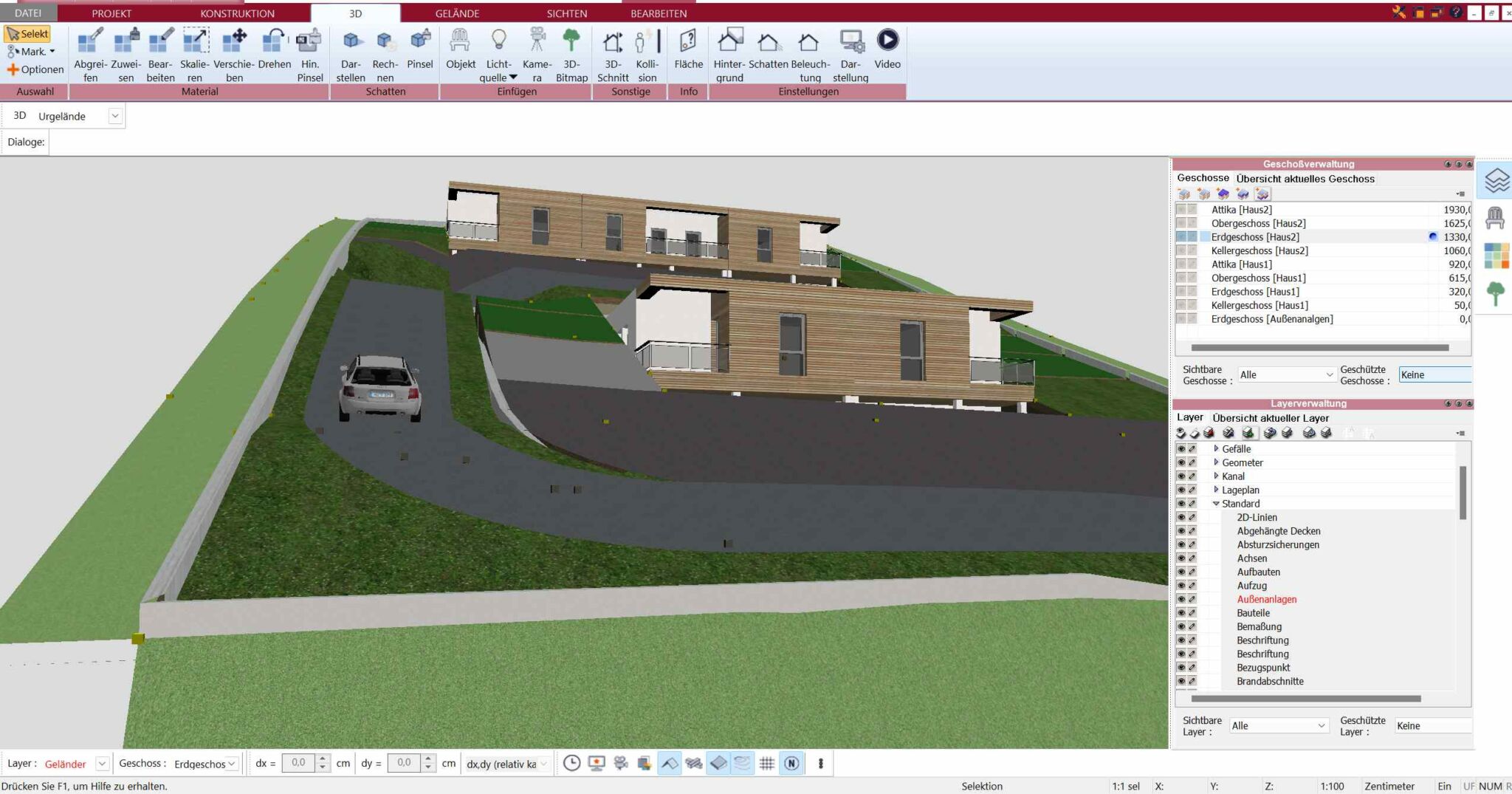 Haus am Hang planen - mit Plan7Architekt Software