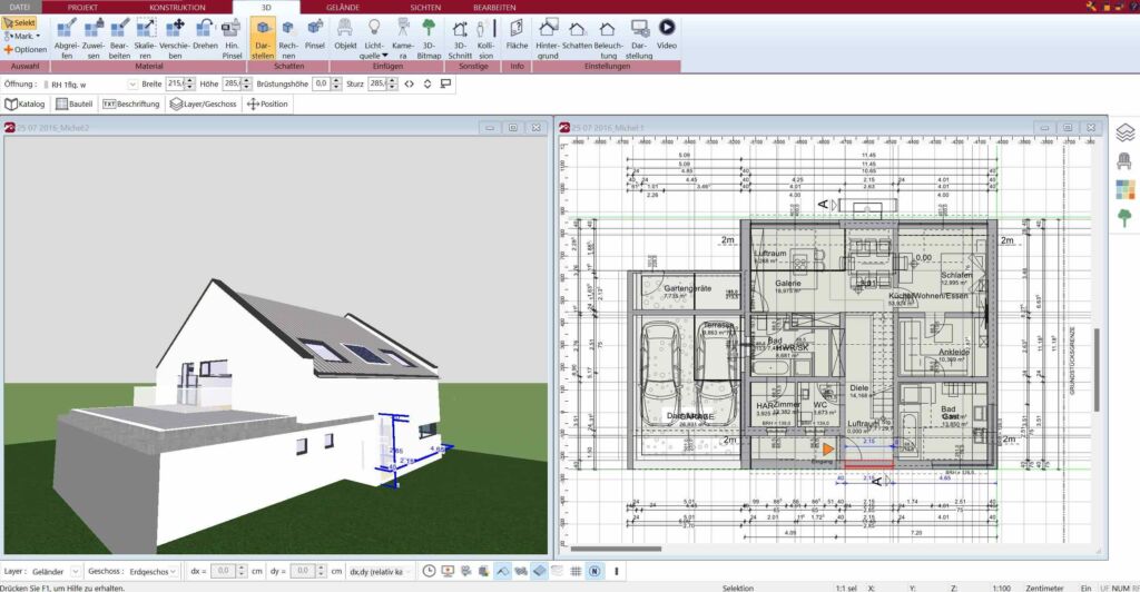 Dachschrägen im Grundriss zeichnen - Plan7Architekt