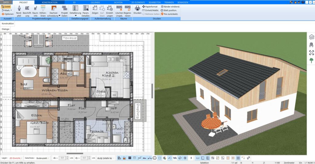Landhaus Grundriss planen mit dem Plan7Architekt