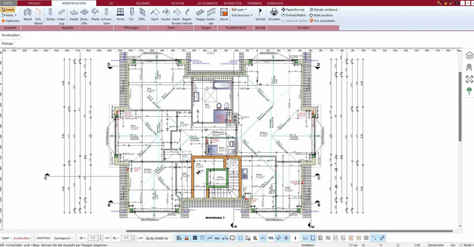 Haus Schnittzeichnung erstellen mit dem Plan7Architekt