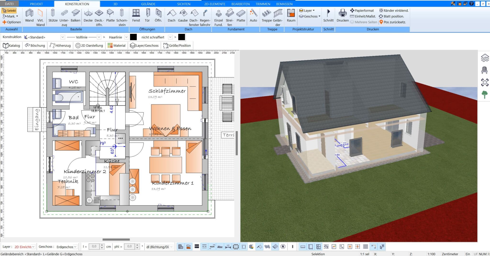 Einfamilienhaus Grundriss planen mit dem Plan7Architekt