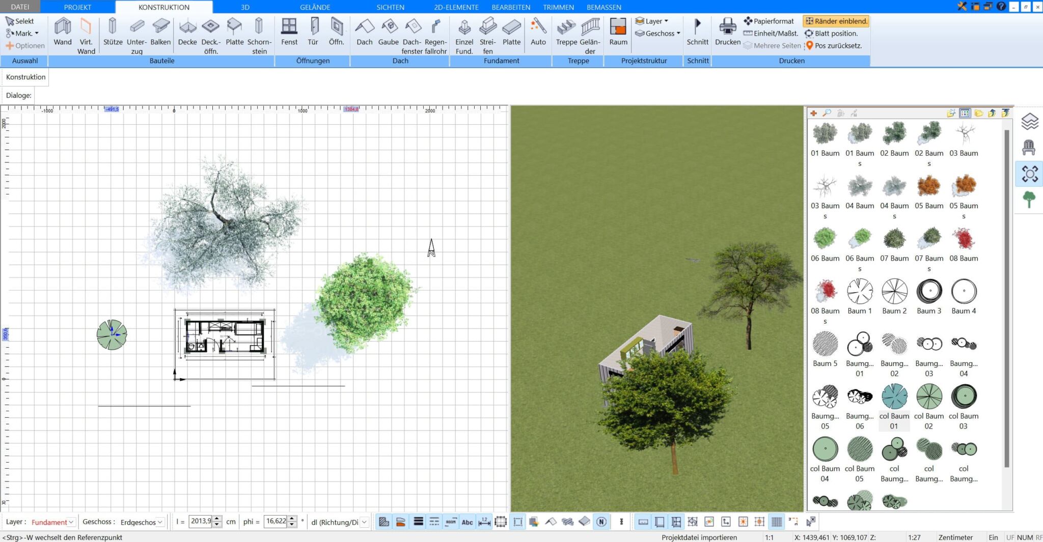 Bäume im Grundriss zeichnen mit dem Plan7Architekt