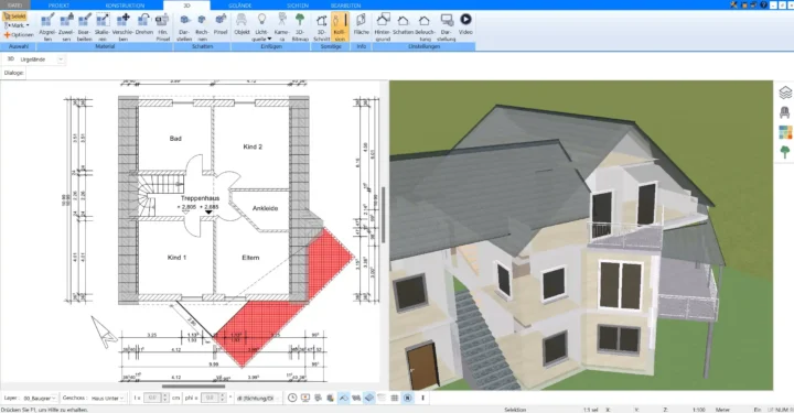 Singlehaus Grundriss erstellen mit dem Plan7Architekt